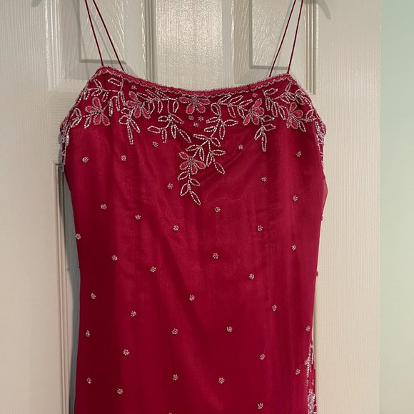 Scala | Dresses | Spagetti Strap Red Dress With Drop Train In Skirt ...